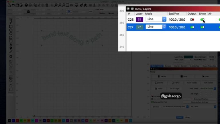How to Bend Text Along a Path in Lightburn