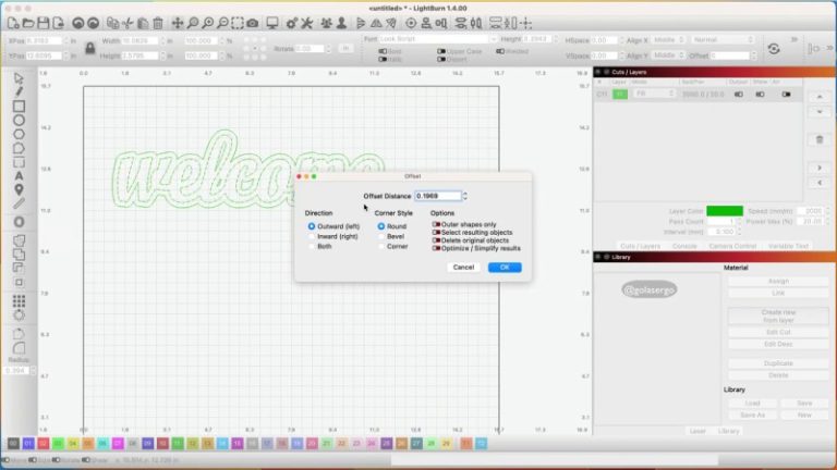 Two Ways to Outline Text in Lightburn